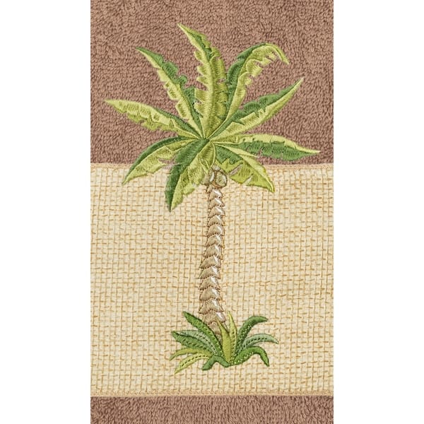 Authentic Hotel and Spa Turkish Cotton Palm Tree Embroidered Latte ...