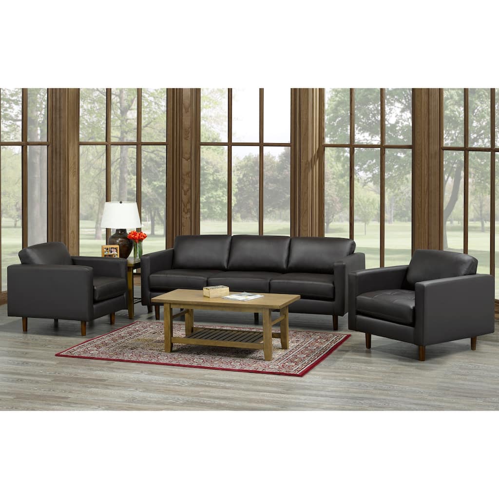 Lola Mid Century Modern Chocolate Brown Top Grain Italian Leather ...