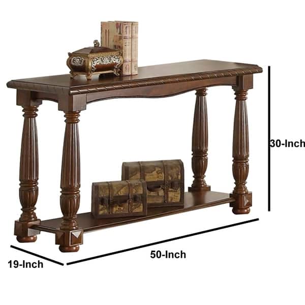 Quaint Wooden Console Table With Bottom Shelf, Brown - Bed Bath ...