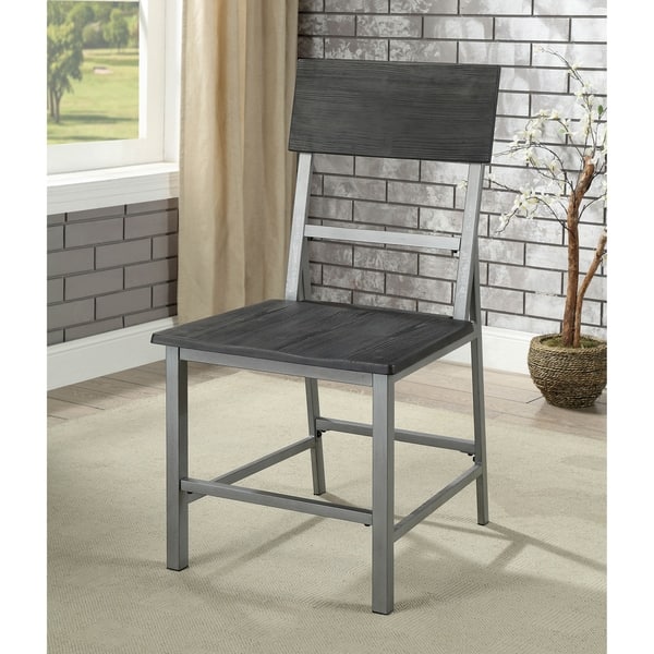 Traw Industrial Grey Metal Side Chairs by Furniture of America (Set of ...