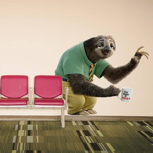 Sloth Cartoon Full Color Wall Decal Sticker K-302 FRST Size 20"x20 ...