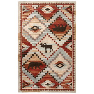 Northwoods Rizzy Home Handmade Red Wool Area Rug - 8' x 10' - Bed Bath ...