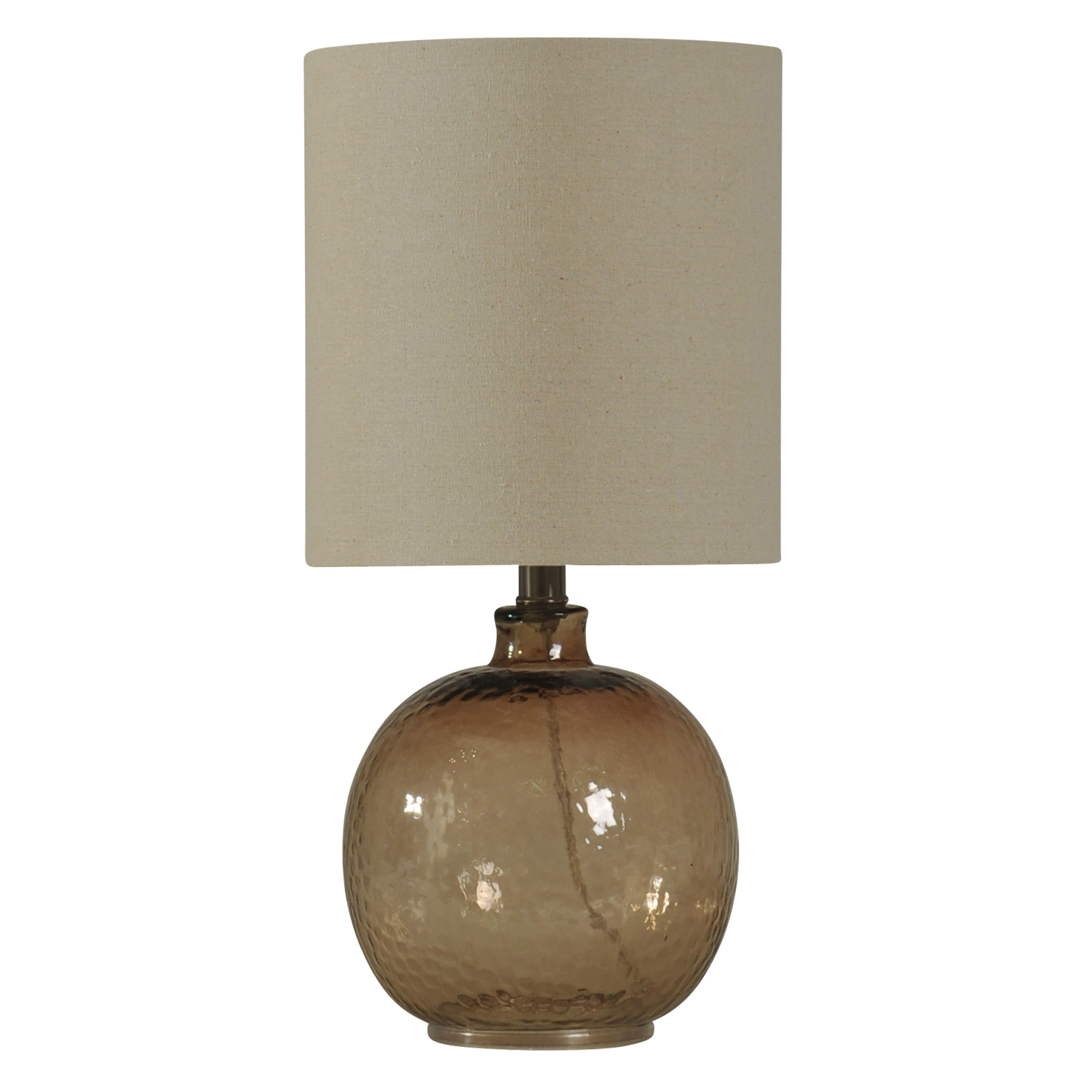 StyleCraft Glass Green Meadow Table Lamp - White Hardback Fabric Shade ...