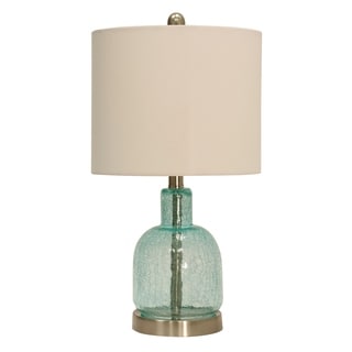StyleCraft Blue/ Green Translucent Table Lamp - White Hardback Fabric ...