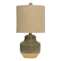 StyleCraft Prova Grey Ceramic Table Lamp - Beige Hardback Fabric Shade ...