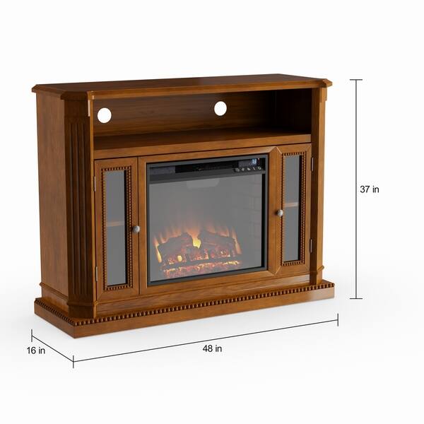 Gracewood Hollow Jack Brown Electric Fireplace Media Stand - Bed Bath ...