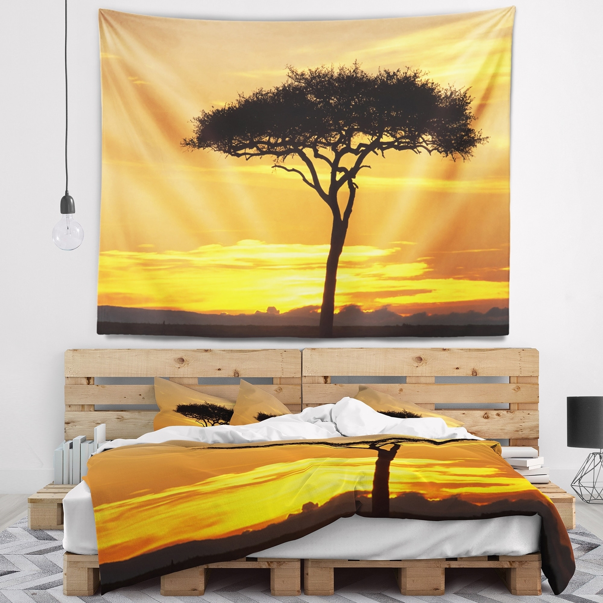 Designart 'African Woman and Lonely Tree' African Landscape Wall ...