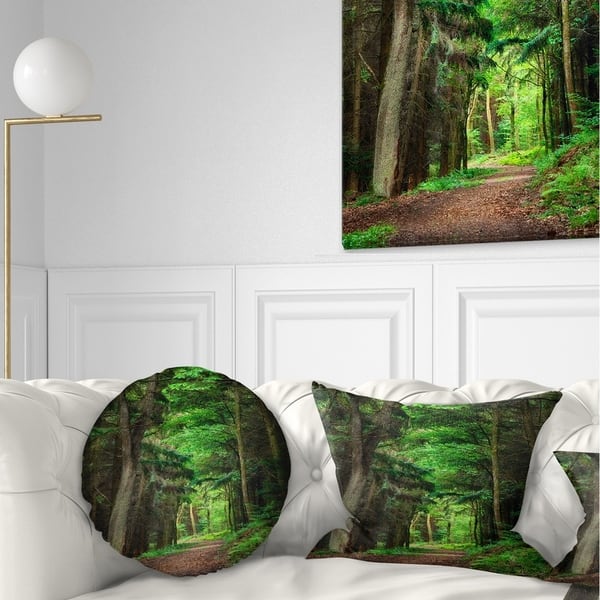 Designart 'Dreamy Greenery in Dense Forest' Forest Throw Pillow - Bed ...