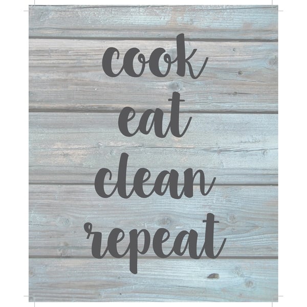 Cook eat clean repeat - Wash out Grey background 10" x 12" - 10 x 12 ...
