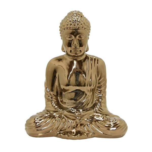 Three Hands Decorative Bronze Ceramic Buddha With Glossy Finish - Bed ...