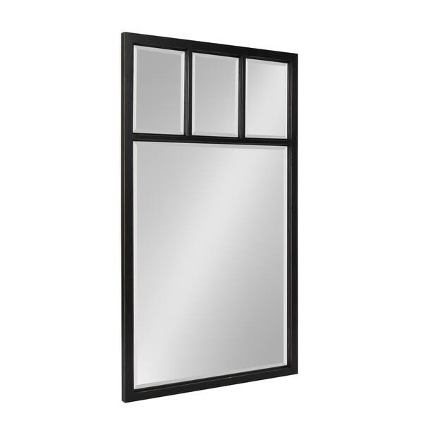 Hogan 4 Windowpane Wood Wall Mirror, Distressed Black 24 x 42 - Bed ...