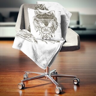 Designart 'Funny indian Wolf Warrior Watercolor' Contemporary Animal ...