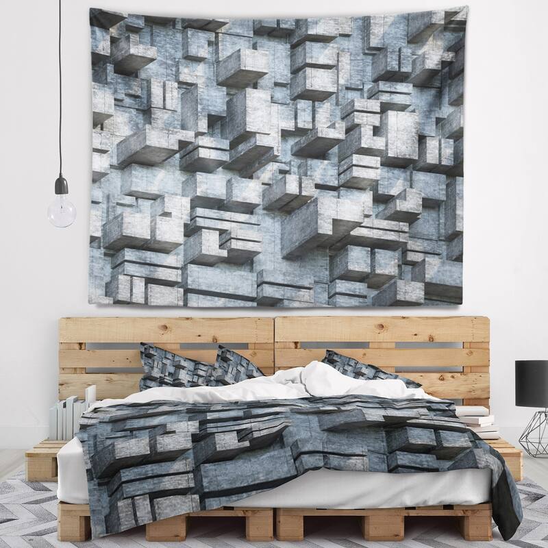 Designart 'Black Abstract Geometric Background' Abstract Wall Tapestry ...