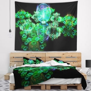 Designart 'Green Water Drops on Mirror' Abstract Wall Tapestry - Bed ...