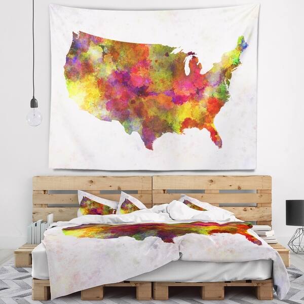 Designart 'United States Map in Colors' Watercolor Painting Wall ...