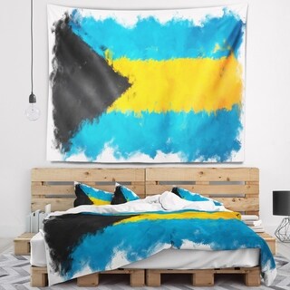 Designart 'Bahamas Flag Illustration' Flag Painting Wall Tapestry - Bed ...