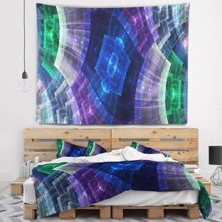 Designart 'Bright Blue and Green Flower Grid' Abstract Wall Tapestry ...