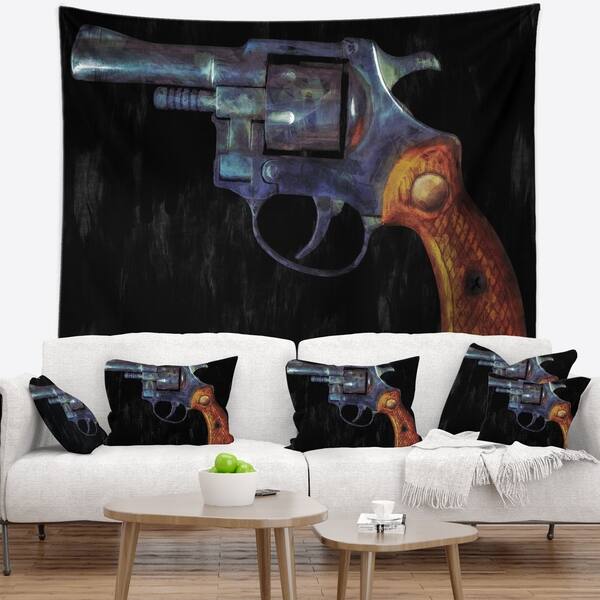 Designart 'Retro Revolver' Vintage Revolver Painting Wall Tapestry ...