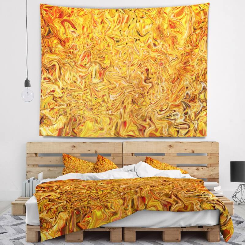 Designart 'Textured Flowing Yellow' Contemporary Wall Tapestry ...