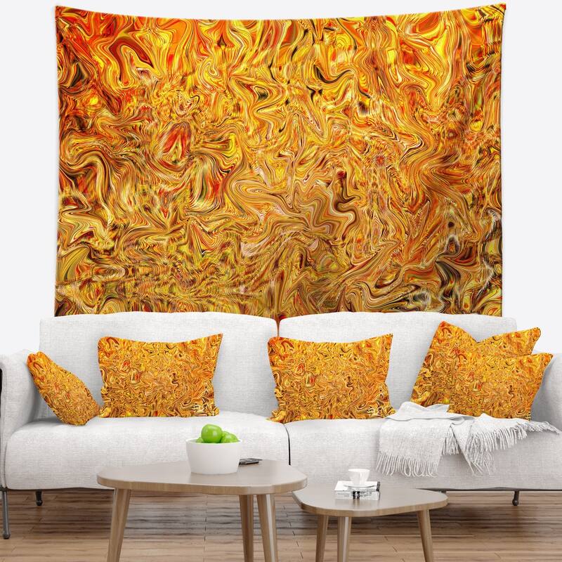 Designart 'Textured Flowing Yellow' Contemporary Wall Tapestry ...
