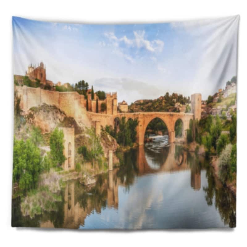 Designart 'Toledo Bridge in Spain Landscape' Photography Wall Tapestry ...