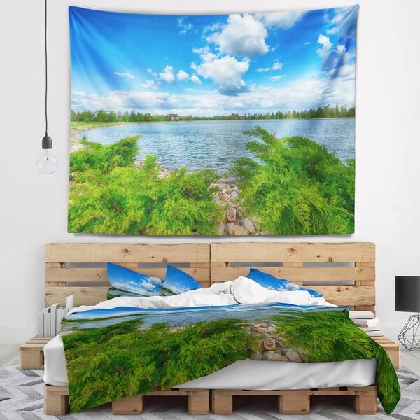 Designart 'Landscape with Green and Waters' Landscape Wall Tapestry ...