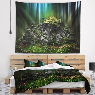 Designart 'Dark Forest on Snowy Morning' Landscape Wall Tapestry - Bed ...