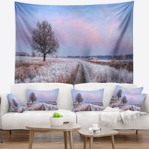 Designart 'Dry Oak Tree in Winter Panorama' Landscape Wall Tapestry ...