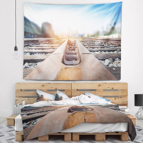 Designart 'Cargo Train Platform with Container' Landscape Photography ...