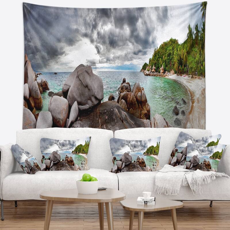 Designart 'Exotic Tropical Beach under Blue Sky' Modern Seascape Wall ...