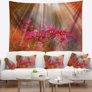Designart 'Sunlight over Garden with Flowers' Floral Wall Tapestry ...