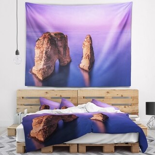Designart 'Rawsha Rock on Sunset' Seascape Wall Tapestry - Bed Bath ...