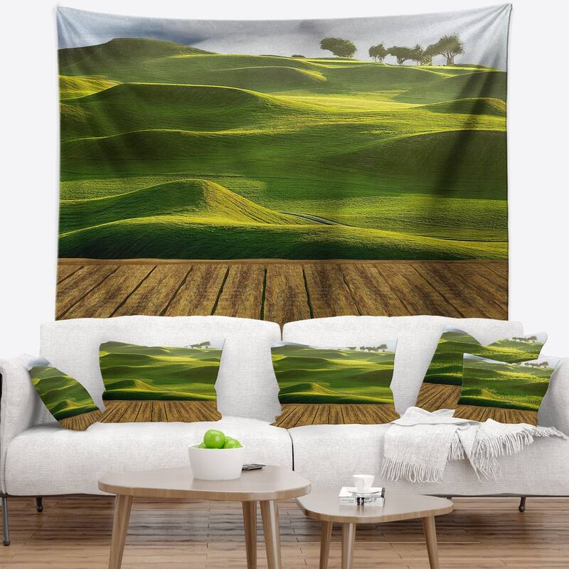 Designart 'Golf Course with Wooden Path' Landscape Wall Tapestry ...