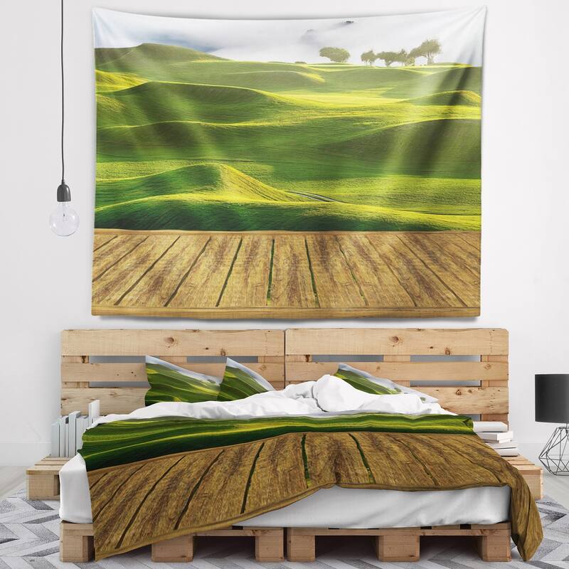 Designart 'Golf Course with Wooden Path' Landscape Wall Tapestry ...