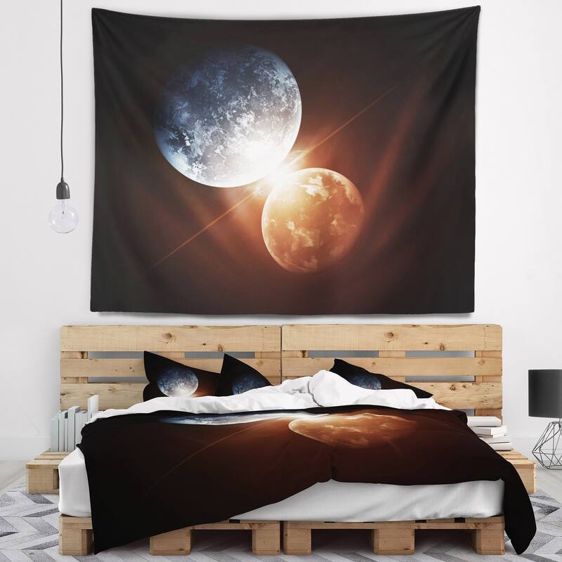 Designart 'Kiss Between Two Planets' Spacescape Wall Tapestry ...