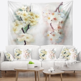 Designart 'White Flower Bouquet Illustration' Floral Wall Tapestry ...