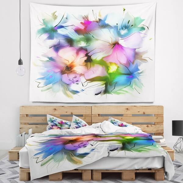 Designart 'Watercolor Floral Bouquet' Floral Wall Tapestry - Bed Bath ...