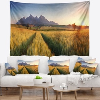 Designart 'Path in the Wheat Field' Landscape Wall Tapestry - Bed Bath ...