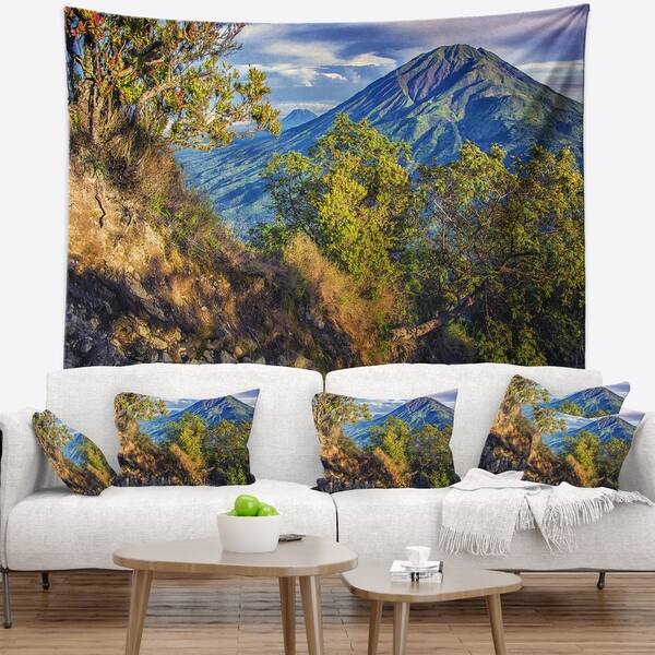 Designart 'Merbabu Volcano in Java' Landscape Wall Tapestry - Bed Bath ...
