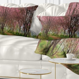 Designart 'Sakura Pink Flowers in Thailand' Landscape Printed Throw ...