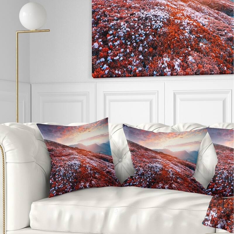 Designart 'Blooming Fields in Carpathian' Landscape Photo Throw Pillow ...