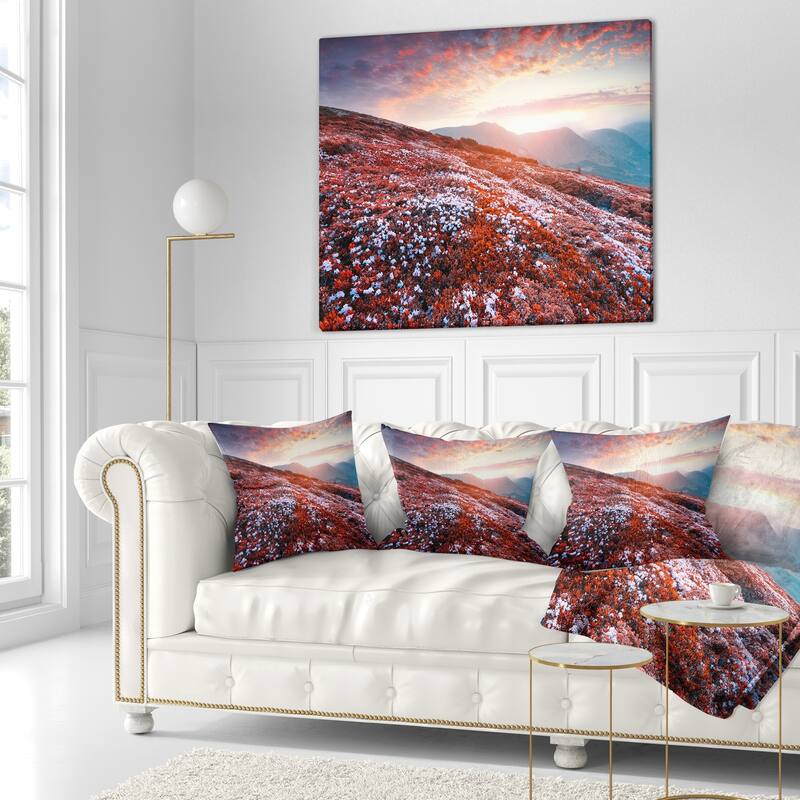Designart 'Blooming Fields in Carpathian' Landscape Photo Throw Pillow ...