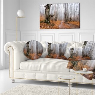 Designart 'Road Covered by Fallen Leaves' Modern Forest Throw Pillow ...