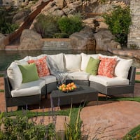 Newton Outdoor 4-seater Sectional Sofa Set by Christopher Knight Home ...