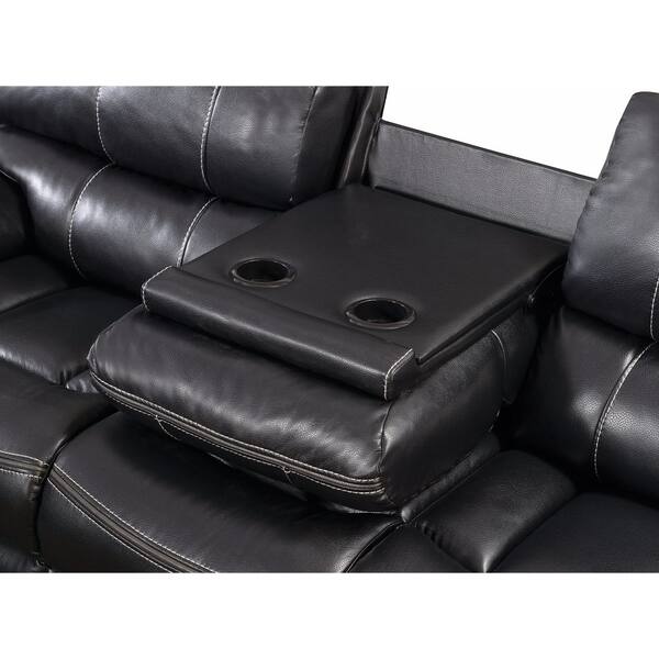 Comfy Wooden Motion Sofa With Drop-Down Table, Black - Bed Bath ...