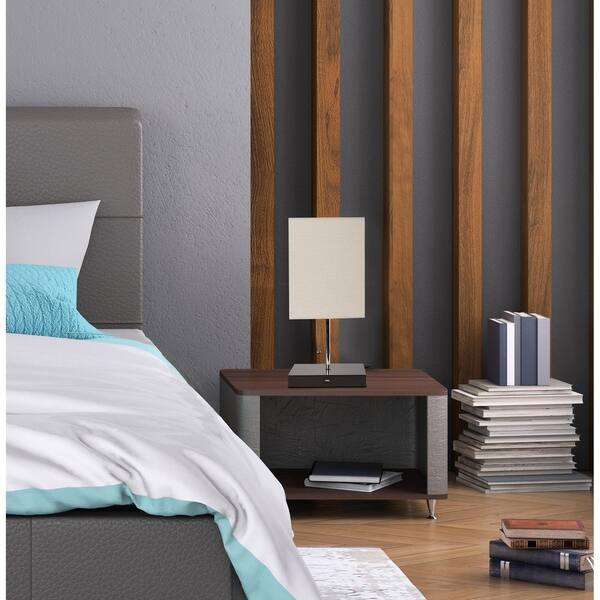 LEDPAX Omro Rectangular Table Lamp with Fabric Shade and USB Charging Station - Black, E26 Base ...