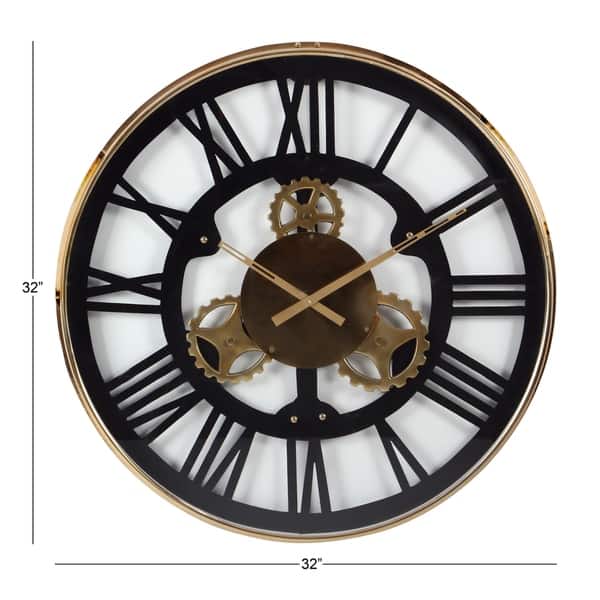 Black Stainless Steel Metal Gear Decorative Wall Clock - Bed Bath ...