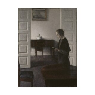 Vilhelm Hammershoi 'Interior With A Lady Reading' Canvas Art - Multi ...
