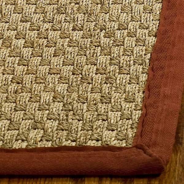 Safavieh Casual Natural Fiber Natural and Red Border Seagrass Rug - 3 ...
