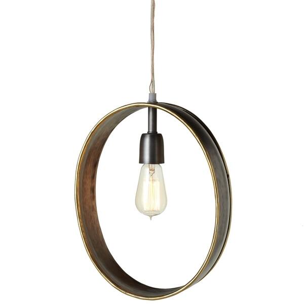 Oval Galvanized Frame Pendant with Gold Edge. - Bed Bath & Beyond ...